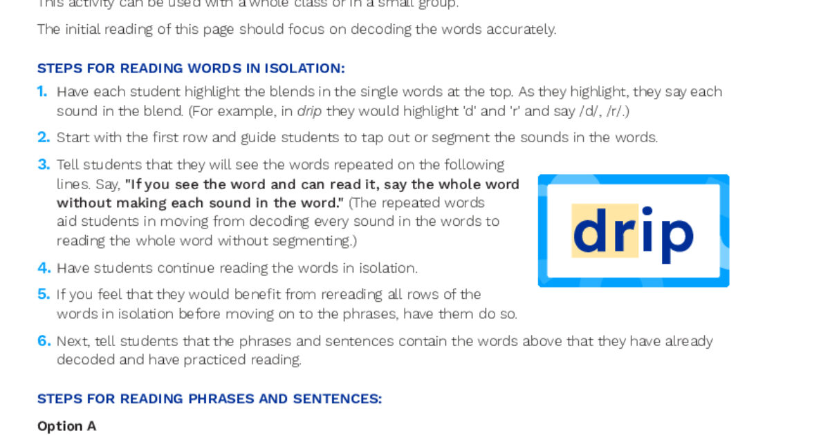 Reading Universe | Tricky Blends ‘dr’ and ‘tr’: Read Sheet with…