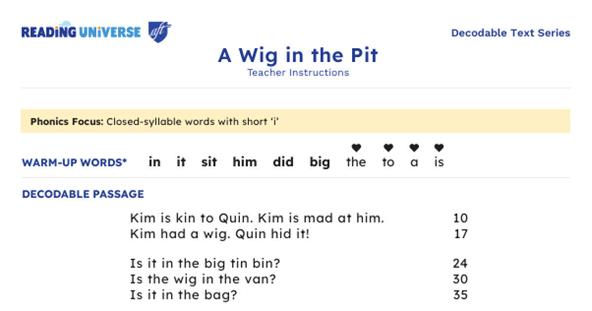 Reading Universe | Decodable — A Wig in the Pit