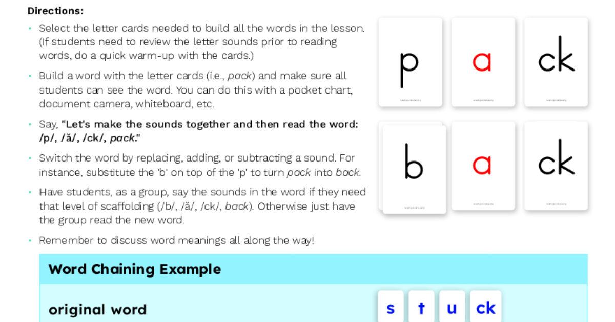 Reading Universe | Word Chaining for '-ck' Spelling Rule