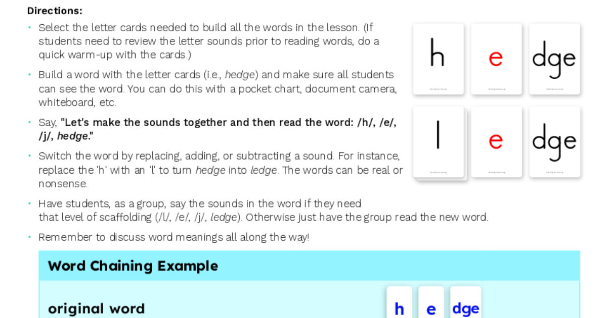 Reading Universe | Word Chaining with ‘-dge’