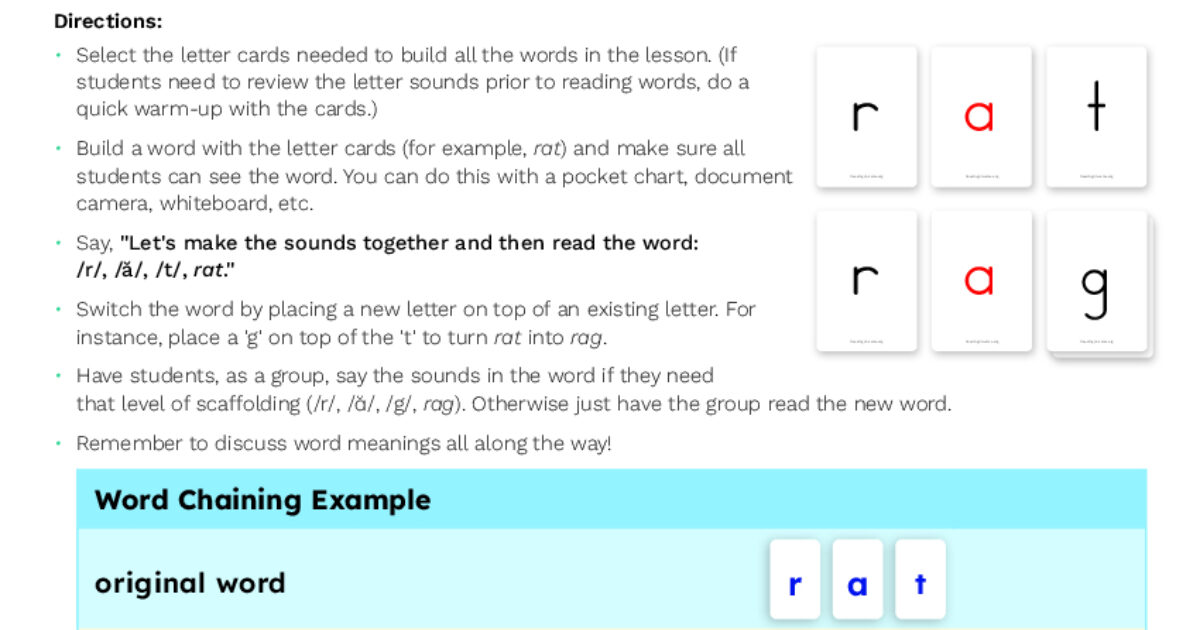 Reading Universe | Word Chaining with Short 'a'