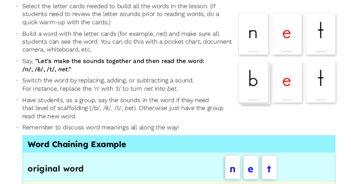 Reading Universe | Word Chaining with Short 'e'