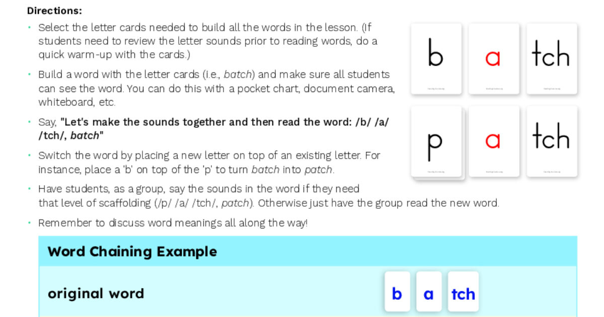 Reading Universe | Word Chaining with '-tch' Activity